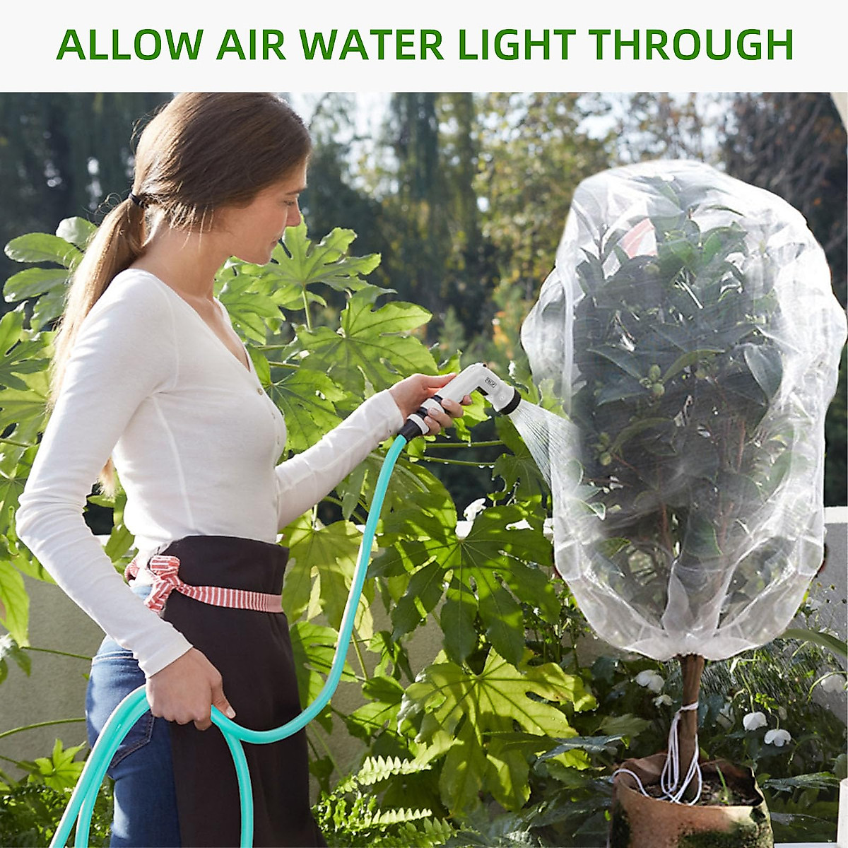 PDGROW Garden Mesh Netting for Plants, 4 Pack Insect Bird Barrier Netting Mesh with Drawstring, 3.3x2.6 FT Garden Bug Netting Plant Cover for Protect Fruit Tree Vegetable Flower