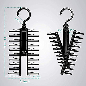 IPOW Upgraded 2 PCS See Everything Cross X 20 Tie Rack Holder,Rotate to Open/Close Tie and Belt Hanger with Non-Slip Clips,360 Degree Swivel Space Saving Organizer