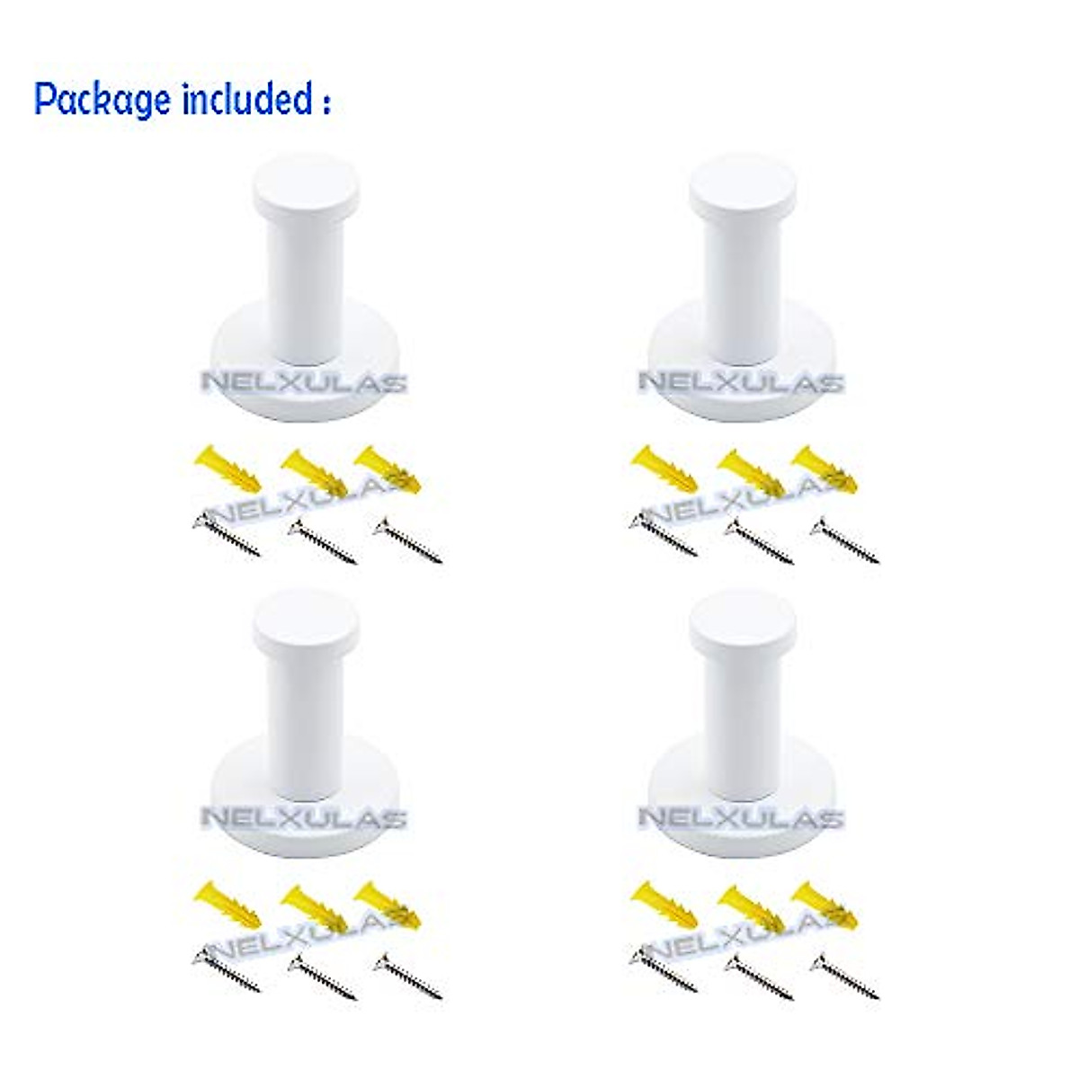 NELXULAS Classic White Stainless Steel Single Super Heavy Duty Wall Mount Hook, Coat Hanger, Bath Towel Hooks (2", 4 PCS)