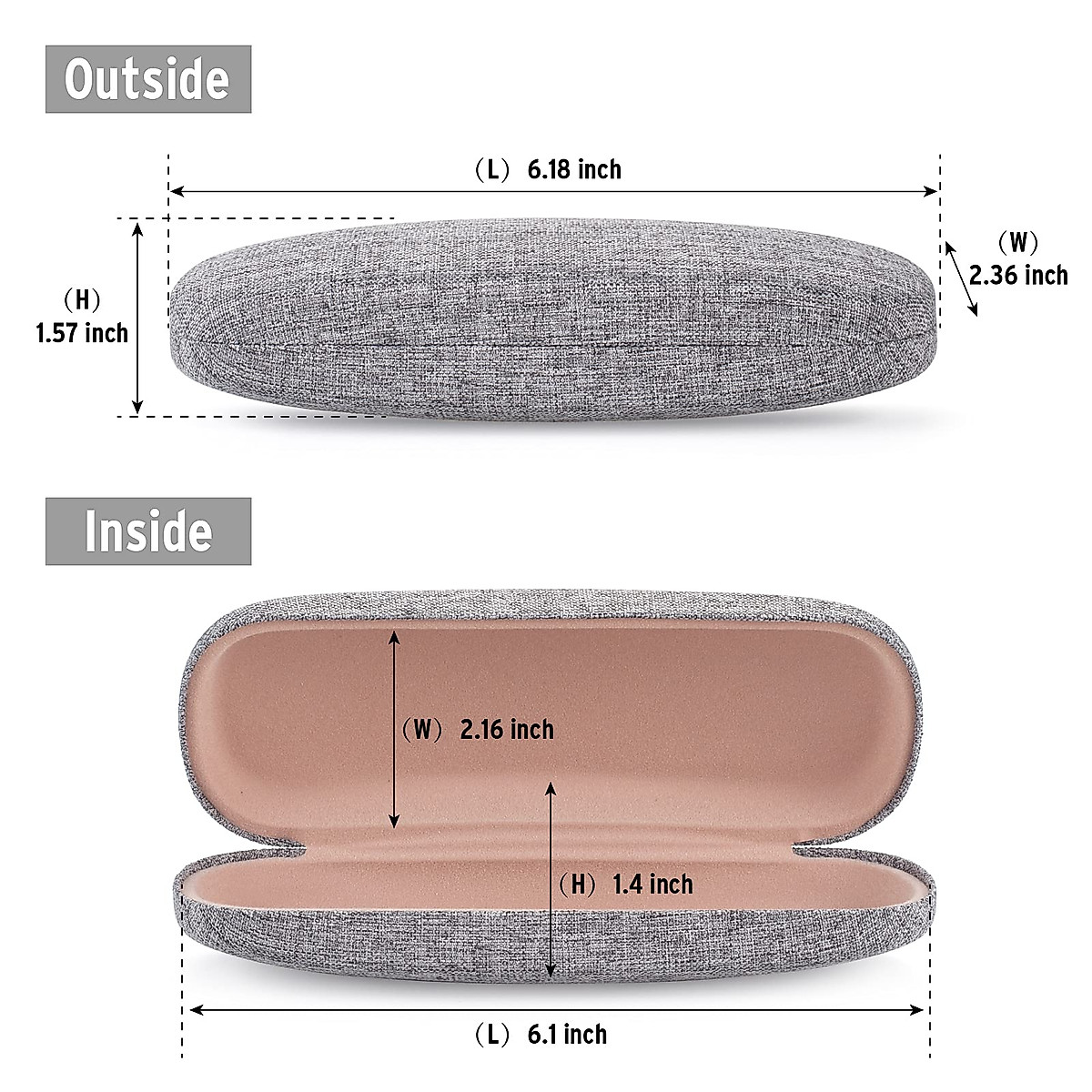 Marvolia Glasses Case Hard Shell Eyeglasses Case Linen Fabrics Protective Case for Sunglasses Eyeglasses with Cleaning Cloth for Men Women - Grey