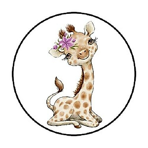 48 pcs Giraffe Jungle Animal​​ Stickers Envelope Seals Labels Round Tags, Stamps Sticker for Gift Cards, Envelopes, Boxes for Holiday, Birthday, Christmas