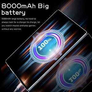 SWR 10.1 inch Smartphone Tablet PC Android 12 System HD ISP Screen,Tablet Computer 10+ with Bluetooth 5.0 and Fingerprint ID,12GB RAM 512GB ROM 8000mAh Big Battery,Dual SIM and SD Card,Sliver