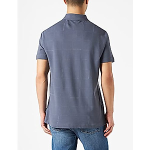 A|X ARMANI EXCHANGE Men's Stretch Pique Grid Print Logo Polo, Grisaille, M
