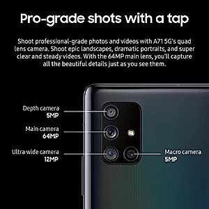 Samsung Galaxy A71 5G LTE Verizon | 6.7" AMOLED Screen |128GB of Storage | Long Lasting Battery | Single SIM | 2020 Model | Black - (SM-A716VTKMVZW) (Renewed)