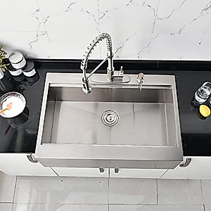 30 Inch Drop In Farmhouse Sink Workstation-Bokaiya 30x22 Inch Stainless Steel Farmhouse Drop In Sink Top Mount Workstation Kitchen Sink 16 Gauge Single Bowl Deep Kitchen Sink