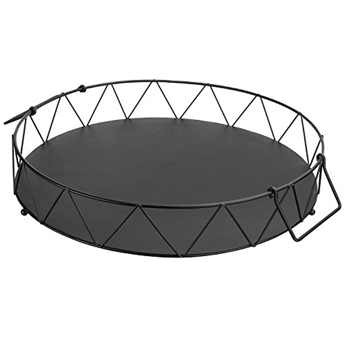 MyGift Metal Wire Decorative Serving Tray with Handles, Round Coffee Table Tray for Decorations