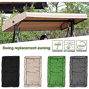 BTURYT 210D Oxford Cloth Patio Swing Top Cover with 4 Reinforced Corner Pockets,Replacement Canopy for Swing Seat 3 Seater Garden Hammock Cover-(top Cover only)