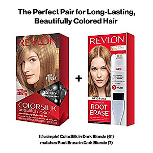 Revlon Permanent Hair Color, Permanent Hair Dye, Colorsilk with 100% Gray Coverage, Ammonia-Free, Keratin and Amino Acids, 61 Dark Blonde, 4.4 Oz (Pack of 1)