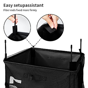 Rolling Laundry Hamper Slim Large, Oxford Cloth With Mesh Lining, Portable Stand, Stylish Minimalist Folding Storage Basket With Rollers (Black1)