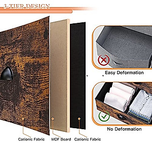 Enhomee Dresser for Bedroom, Chest of Drawers for Bedroom,Tall Dresser with 9 Drawer Dresser,Fabric Dresser for Closet with Wood Top for Nursery,Living Room,Entryway,2 Shelves,Metal Frame,Rustic Brown