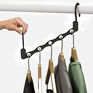 Everyday Home Saving Closet Space Savers Organizer-Vertical or Horizontal Multi Hanger for Shirts, Pants, Coats by Lavish Home (10 Pack), (L) 8.3” x (H) 3.5 (L) 15”, Black