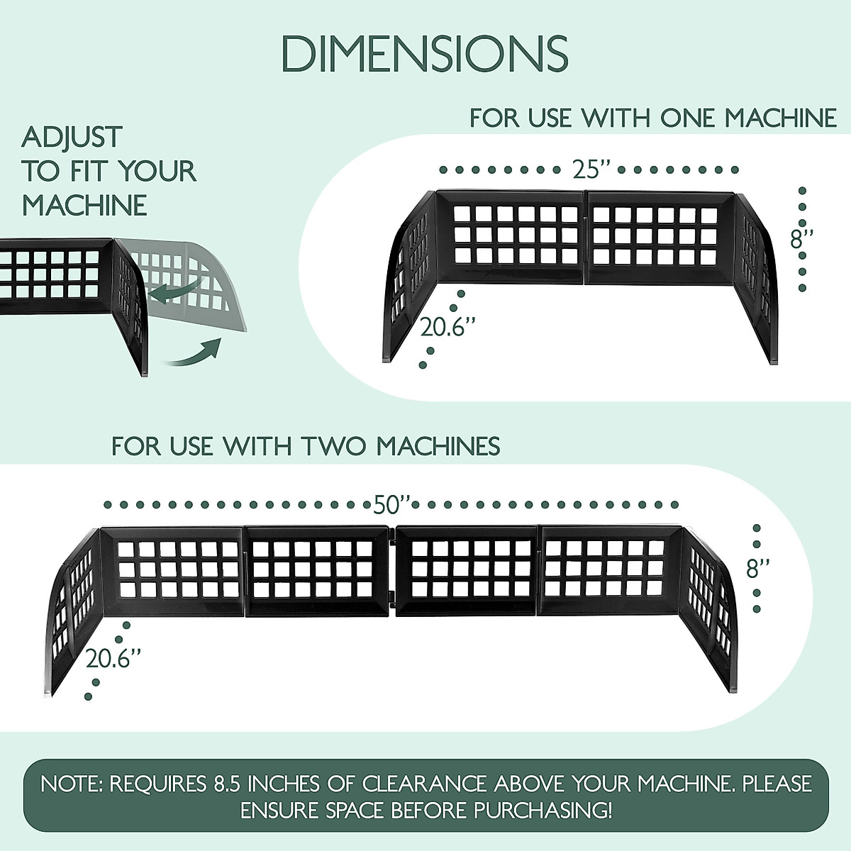 ELTOW Laundry Guard with Silicone Gap Cover, Magnetic Fence for Washer/Dryer to Keep Clothes from Falling Behind, with 8 Strong Magnets, Laundry Room Accessories, Fits Most Washers (Black)