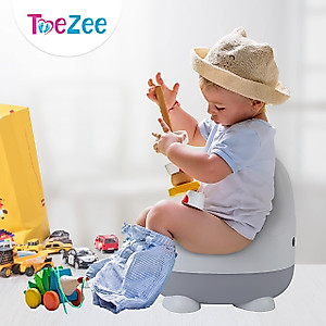 ToeZee Bunny Toddler Potty Training Toilet Seat - Comfortable Toddler Toilet Seat - Easy to Clean Removable Bowl - Non-Slip Kids Potty Chair - Toddler Potty Seat for Boys & Girls (Gray)