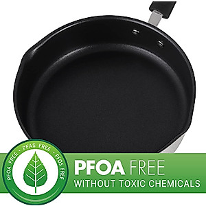 Qstar 3 qt. Stainless Steel Aluminum Nonstick Saute Deep Fry Pan with Lid and Pour Spout