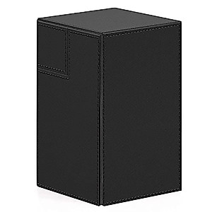 Scimi Deck Box for Trading Card Games, MTG Commander Deck Box Comtains 100 Double Sleeved Cards, Leather Card Storage Case Fits TCG CCG Cards (Black Inner Layer)