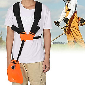 Jacksking Strimmer Strap, Adjustable Double Shoulder Harness Strap String Trimmer Shoulder Belt Part for Garden Lawn Mower Strimmer Brush Cutter