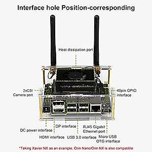 Yahboom Jetson Orin Nano/Xavier NX Case Acrylic Protective Case with WiFi Antenna Strong Transparent Precise Hole Design (Installation Video on The Page)