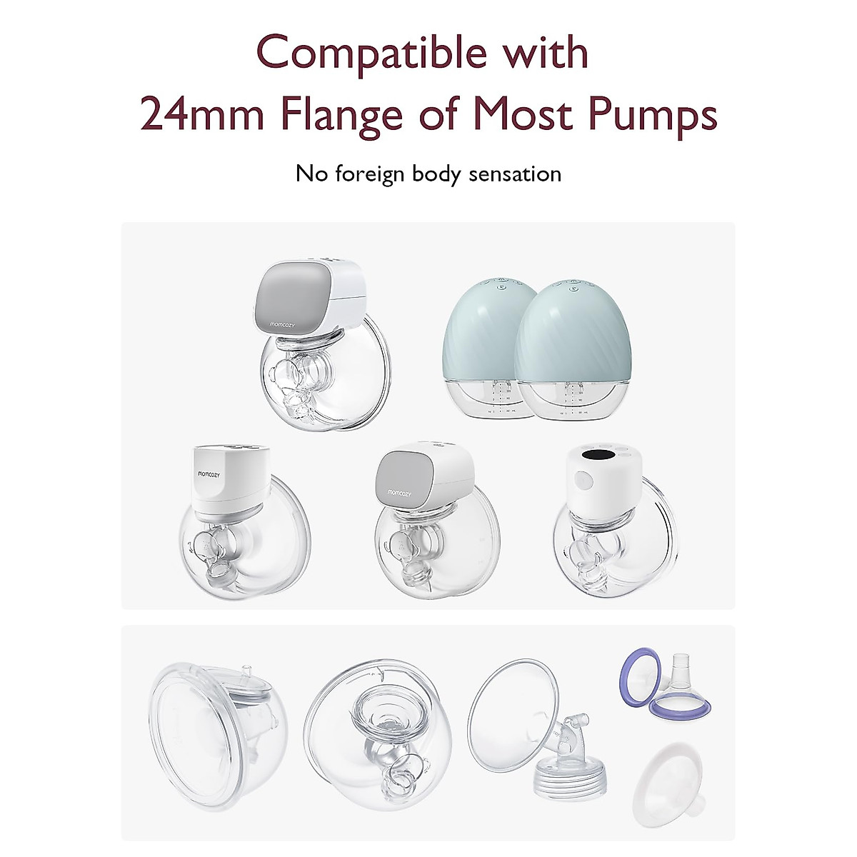 Momcozy Flange Insert 19mm Compatible with 24mm Flange/Shield of Most Pumps, Insert for Breast Pump Replacement Accessories, 4PCS 19mm