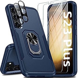 Oneagle for Samsung Galaxy S23+ Plus Case[6 in 1], Samsung S23+ Plus Shockproof Phone Case 5G with [360° Rotatable Kickstand Ring][2X Lens Protectors & 2X Screen Protectors] 6.6 inch