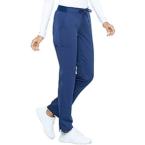Sanibel Scrubs Stretch Women's Petite Midrise Tapered Leg Drawstring Pant (Navy - PL130P-NARS-MP)