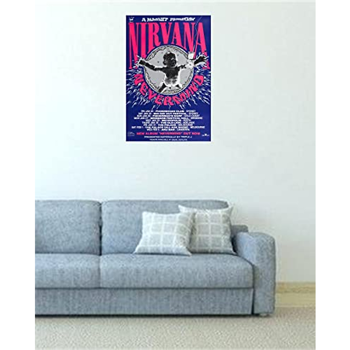 Buyartforless Nirvana - Nevermind Aussie Tour 1992 36x24 Music Art Print Poster, Multicolor
