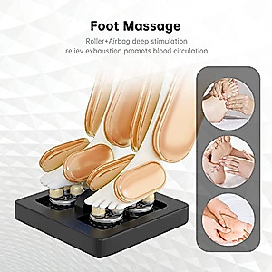 FOELRO 2022 Full Body Massage Chair, Zero Gravity Shiatsu Recliner with Air Bags, Back Heater, Foot Roller and Bluetooth Speaker, Blue