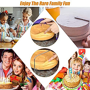 3 Pieces Kitchen Baking Tools, Adjustable Cake Levelers, Double Wire Cake Slicer Levelers and Stainless Steel Cake Knife with Plastic Handle for Wedding Birthday Layer Cake