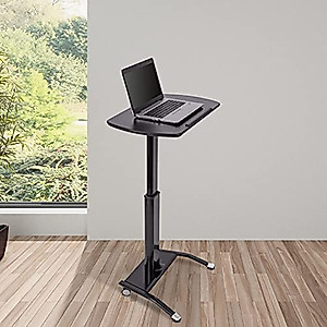Stand Up Desk Store Pneumatic Adjustable Height Tilting Laptop Lectern Speakers Podium (Black, 25.5" Wide)