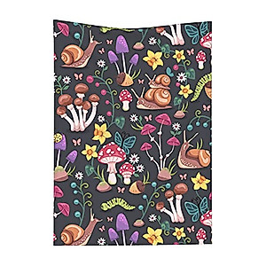 LAKIMCT Snail Mushroom Blanket for Couch Bed Throw Blanket, Aesthetic Decorative Blanket for Travel Camping Comfy Blanket, Full Size Blanket, 30x40 inch