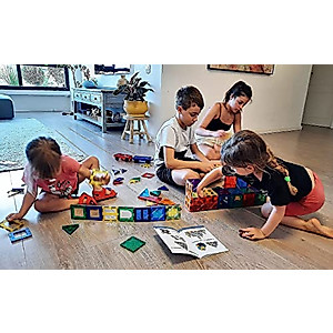 Magnetic Tiles 125 PCS + 4 FIGURES, Magnetic Tiles for Kids, Toy for 3 4 5 6 7 Year Old Boys & Girls, Educational Construction STEM Toy, Magnetic Tiles Building Set, Great Gift for Kids Aged 3-8