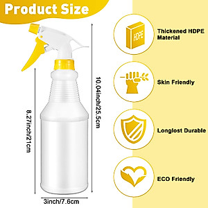 Yaomiao 12 Pcs Empty Spray Bottles 16 oz Plastic Spray Bottles Leak Proof Spray Bottles Squirt Bottle with Adjustable Yellow Nozzle Refillable Water Spray Bottle for Hair Home Cleaning Industrial Use