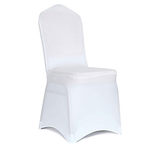 Obstal 10 PCS White Spandex Dining Room Chair Covers for Living Room - Universal Stretch Chair Slipcovers Protector for Wedding, Banquet, and Party