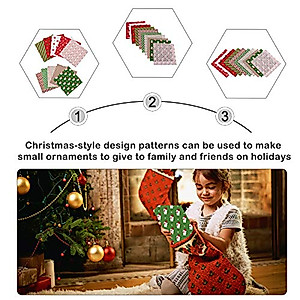 20Pcs Christmas Cotton Fabric Floral Quilting Cloth Piece Fat Patchwork Bundles Quarters Precut Scraps for Xmas Dress Cloth Bag Sewing DIY Craft 20x20cm Random Color