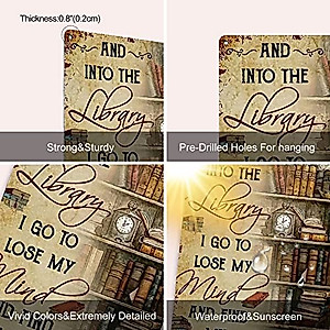 Retro Metal Sign Vintage TIN Sign Into The Library Sign for Plaque Poster Cafe Wall Art Sign Gift 8 X 12 INCH