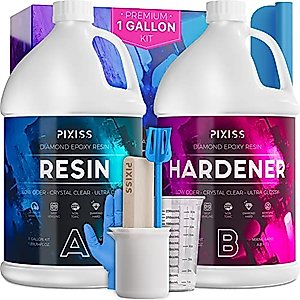 Epoxy Resin Crystal Clear Casting Resin for Epoxy and Resin Art | Pixiss Brand Easy Mix 1:1 Gallon Kit | Supplies for Tumblers, Jewelry Resin, Molds, Crafting Resin Kit