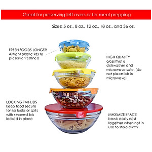 Home Basics Glass Food Storage Containers with Multi Color Plastic Lids