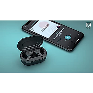 PHILIPS T1207 True Wireless Headphones with Up to 18 Hours Playtime and IPX4 Water Resistance, Black