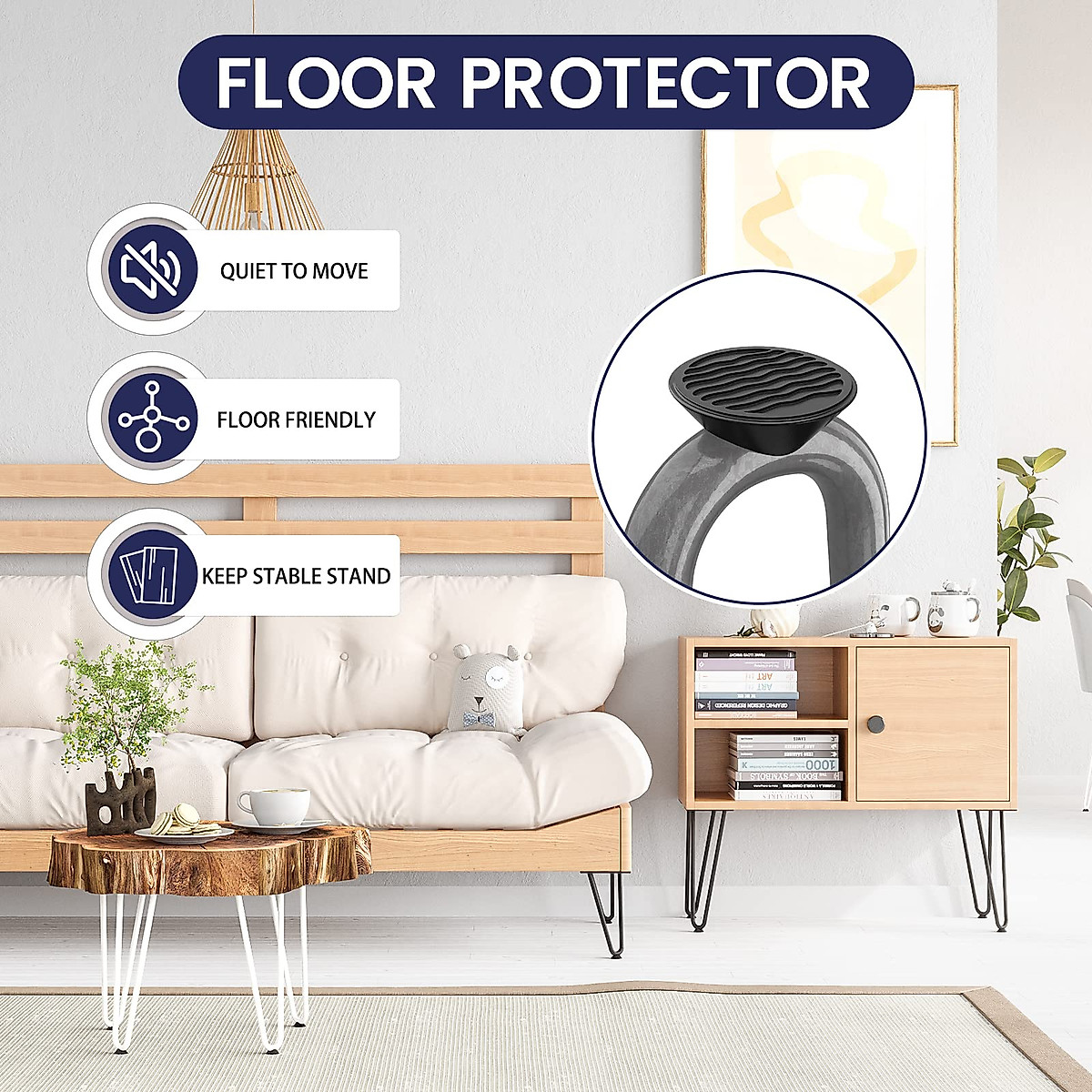 SMARTSTANDARD 16 Inch Heavy Duty Hairpin Furniture Legs, Metal Home DIY Projects for Nightstand, Coffee Table, Desk, etc with Rubber Floor Protectors Grey 4PCS