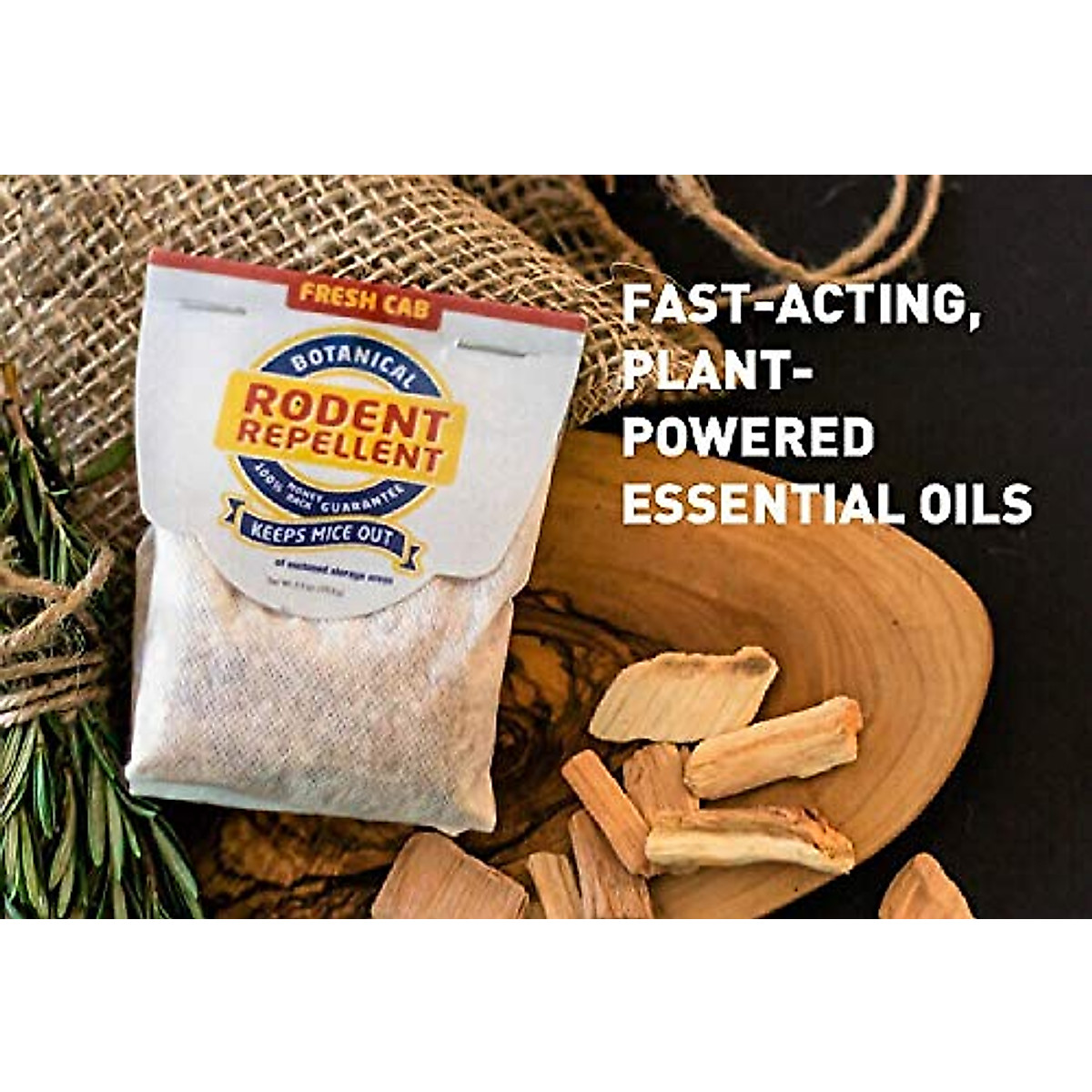 Fresh Cab FC6 Botanical Rodent Repellent Keeps Mice and Rats Out, Federal EPA Registered for Use Indoors and in Enclosed Spaces, 2.5 Ounce x 4 Scent Pouches x 4 Pack (Total 16 Pouches)