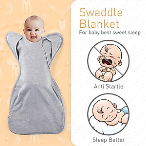 Knirose Swaddle Blanket Sleep Sack with Arms Up Design 2 Packs, Hands Up Sleeping Sack 3-Way Transitions to Arms-Free Wearable Sleeping Bag for Newborn Baby Boys Girls Snug Fit Calms Startle Reflex