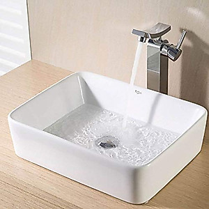 Kraus KCV-121 White Rectangular Ceramic Bathroom Sink White 19.25 Inch