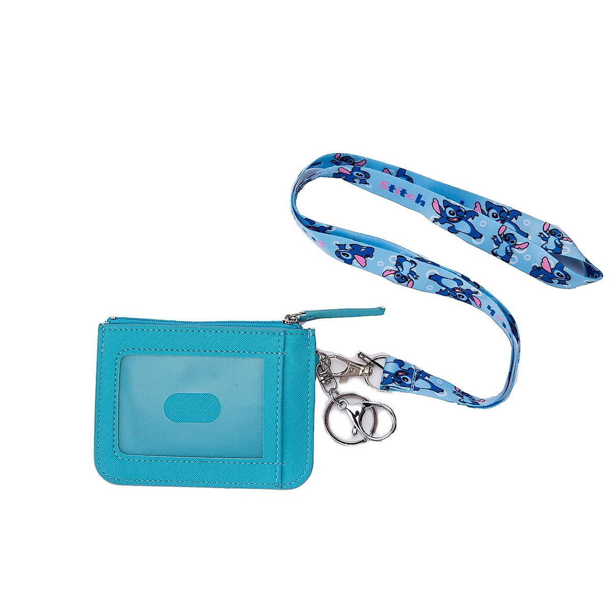 Zip ID Case Card Holder for Women Lanyard Pouch Coin Purse Wallets Purse with Id Window Key Chain