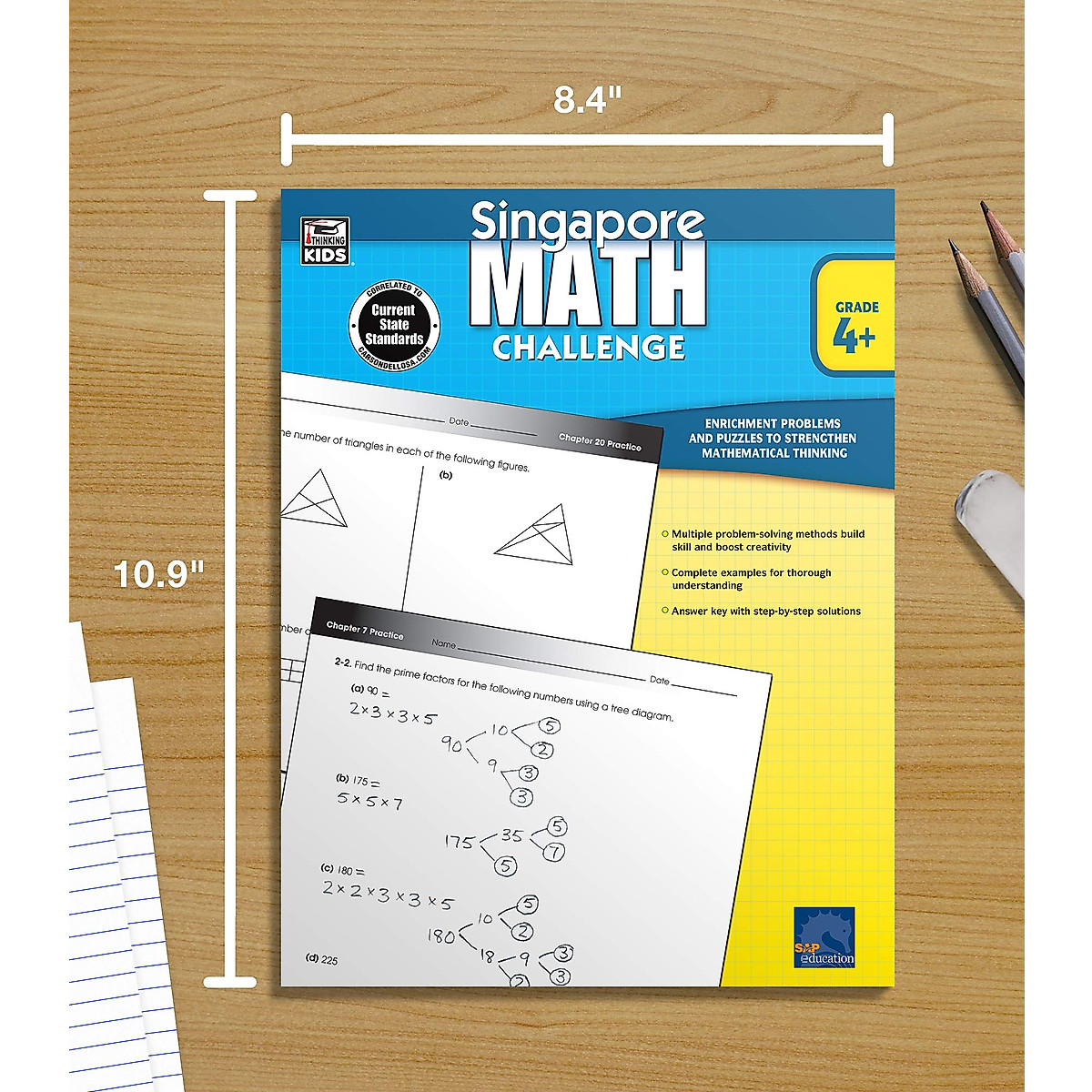 Singapore Math Challenge 4th Grade Math Workbooks, Singapore Math Grade 4 and Up, Patterns, Counting, Addition, Subtraction, Multiplication, Division, 4th Grade Math Classroom or Homeschool Curriculum