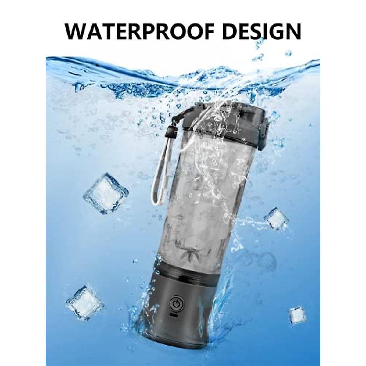 Portable Blender 20oz Large Capacity, 6 Blades Mini Blender for Shakes and Smoothies, BPA Free Personal Blender with Rechargeable USB, Fresh Juice Blender for On the Go, Black