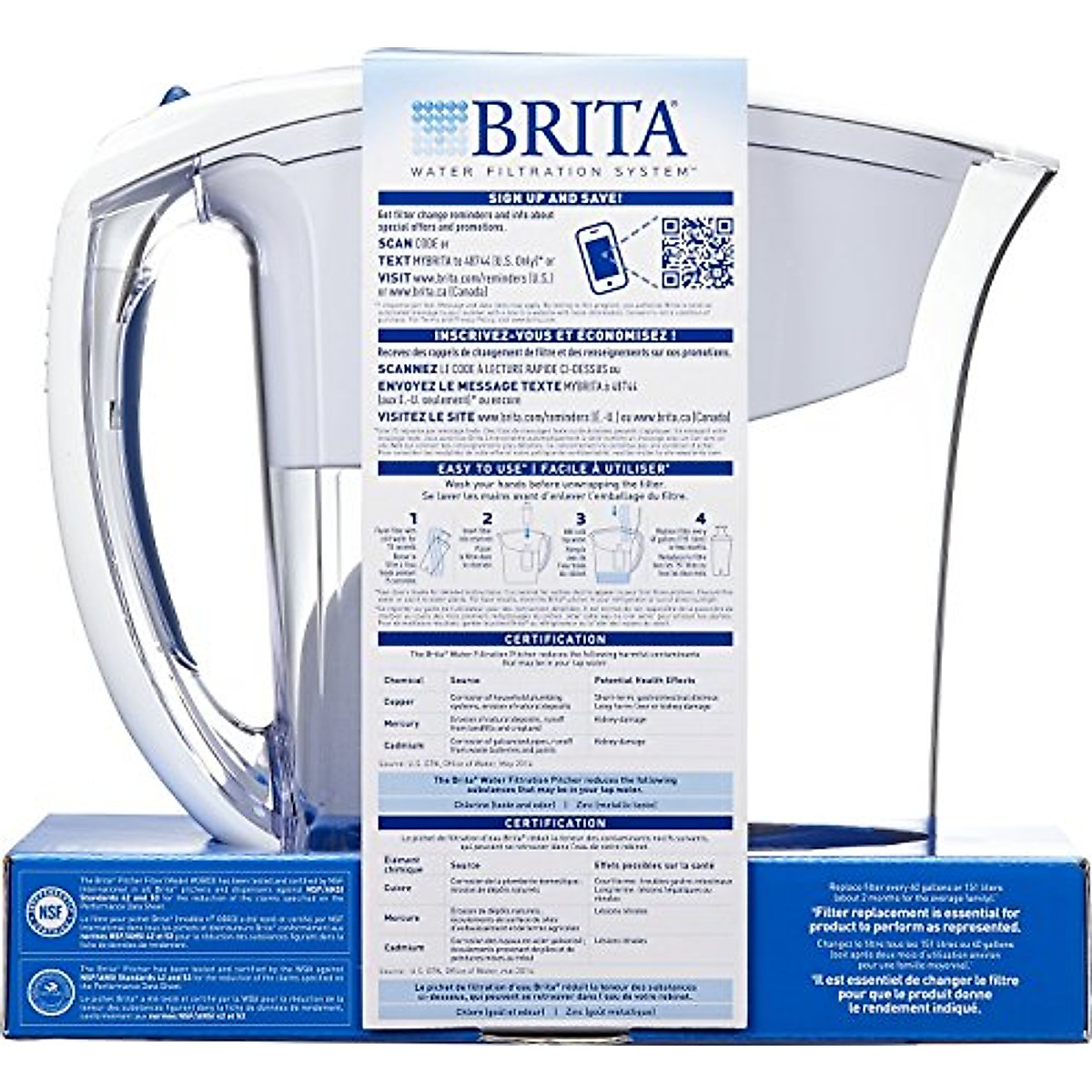 Brita Small 6 Cup Water Filter Pitcher with 1 Standard Filter, BPA Free – Space Saver, White