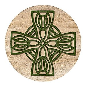 Thirstystone Celtic Cross Natural Sandstone Coaster 4 Pack Eco-Friendly, Absorbent, Easily Wipes Clean