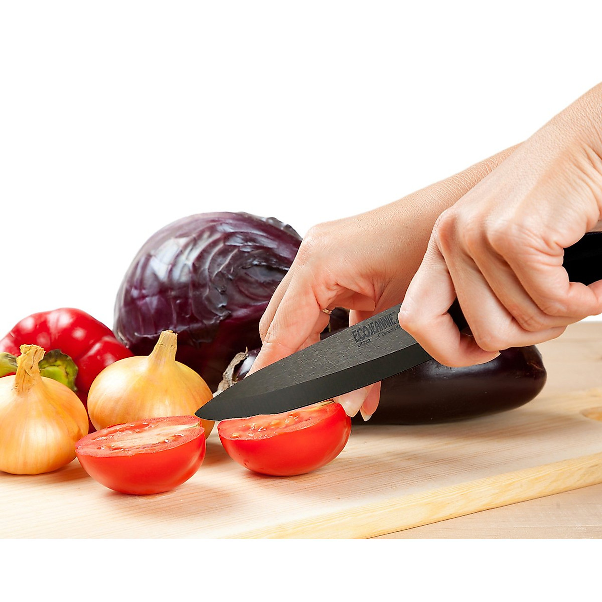 EcoJeannie CK0001 6 Inch Advanced Coffee Color Ceramic Blade Professional Chef's Knife with Plastic Protective Cover