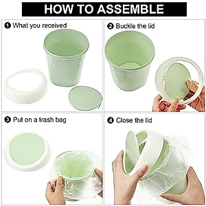 Zhehao 8 Pcs Plastic Mini Wastebasket Trash Can with Swing Lid and 360 Trash Bags Desktop Small Waste Garbage Bin Countertop Tiny Vanity Tabletop Waste Paper Basket for Home, Office, Bedroom, Kitchen