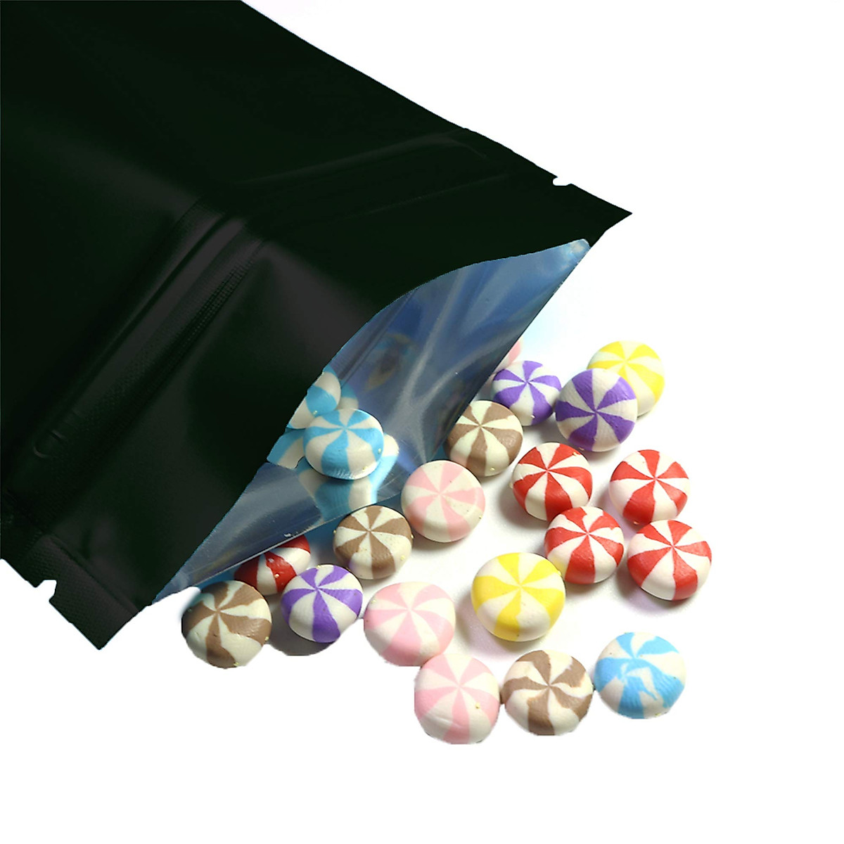 QQ Studio 100 Multiple Size & Matte Colored Flat Zip Lock Bags (MED ~ 4.7"x7.1", Matte Black)