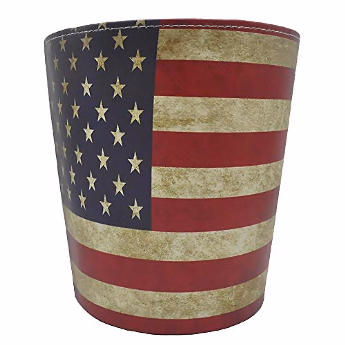 Wastebasket British Style Trash Bin Union Jack World Map Pattern PU Leather Waterproof Decorative Trash Can Garbage Can 10L (US Flag)